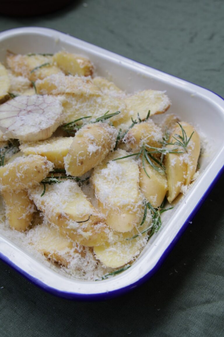 Crispy Parmesan Roasted Kipfler Potatoes | Easy Side Dish